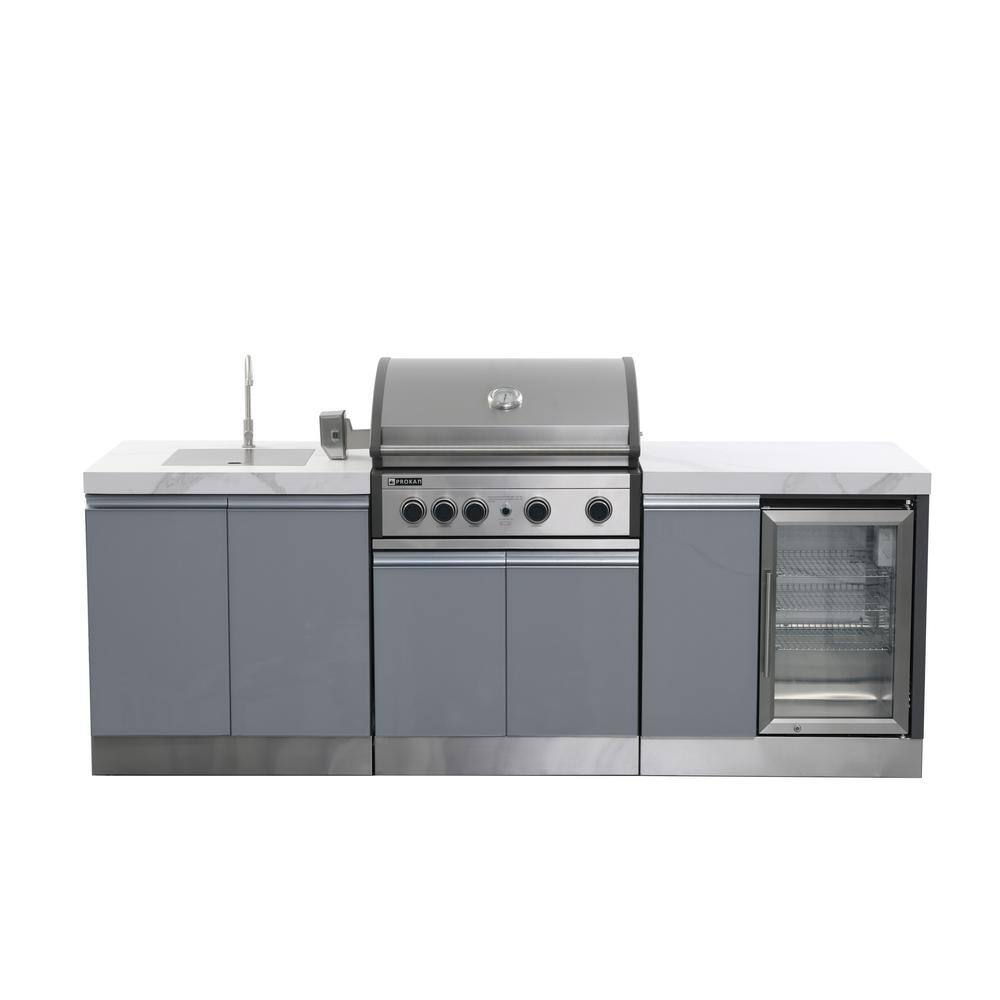 PROKAn Bespoke 5B Propane Grill Island Modular Outdoor Kitchen in Matt Gray BS04RCIS-LP-C - The ...