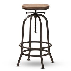 Baxton Studio Varek 38 in. Oak Brown and Rust Bar Stool 150-9124-HD ...