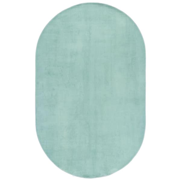 SAFAVIEH Loft Sage 5 ft. x 8 ft. Machine Washable Modern Solid Oval ...