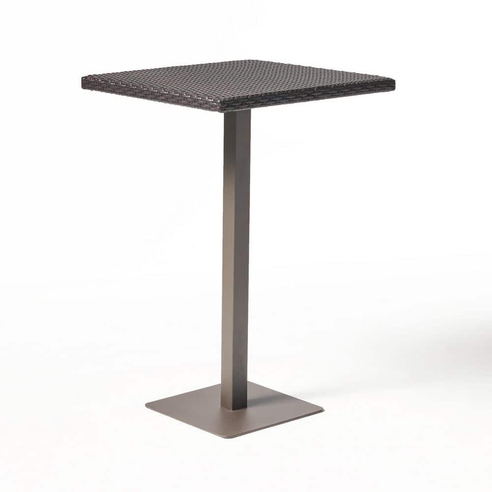 Brown Elevated Rattan Patio Bar Table Outdoor Side Table Square Accent ...