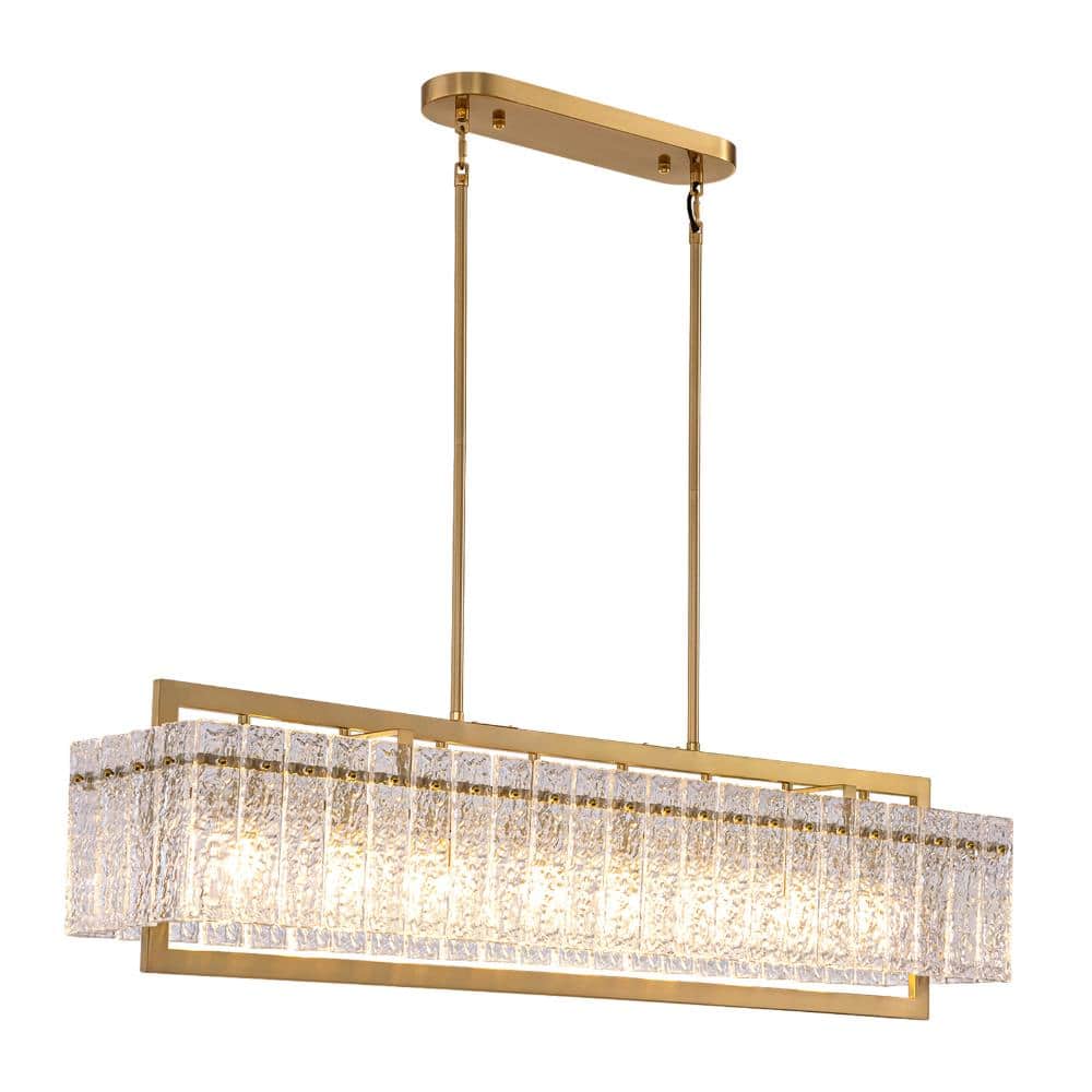 Reviews for Pacific Core Modern 8-Light Gold Rectangle Ripple Glass ...