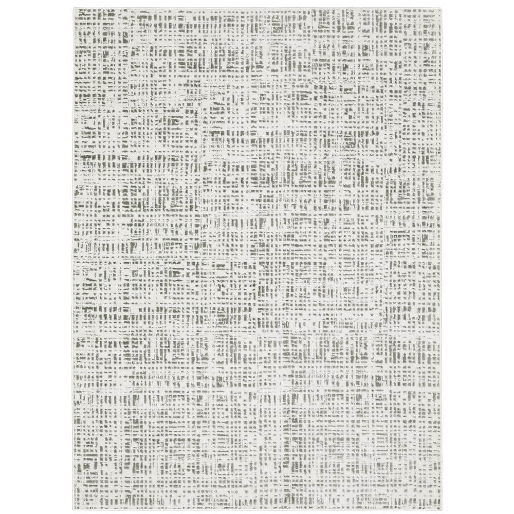 AVERLEY HOME Monticello White/Gray 8 ft. x 11 ft. Distressed Geometric ...