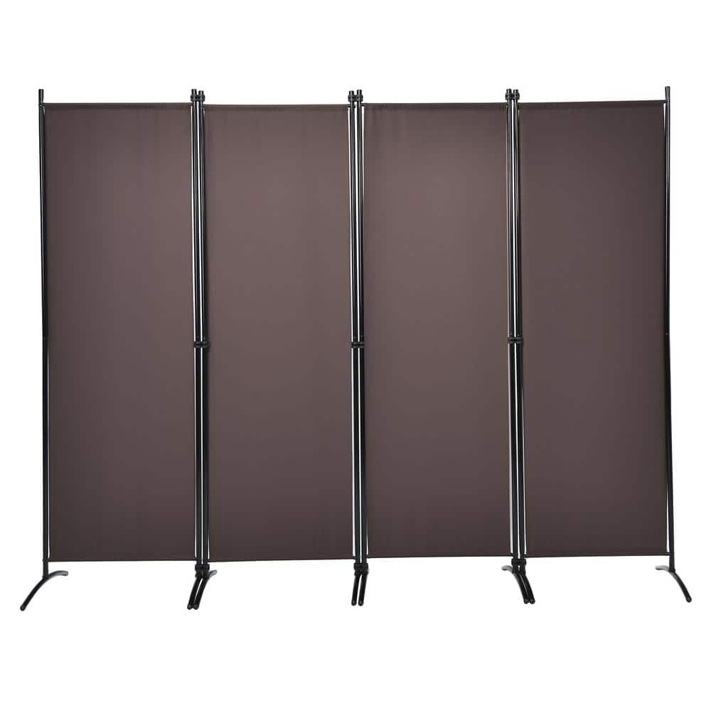 HONEY JOY 5.6 ft. Tall Coffee 4-Panel Privacy Screen Folding Room ...