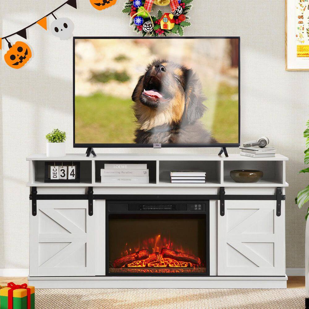 ToolCat 58.07 in. TV Stand with 23 in. Electric Fireplace Insert ...