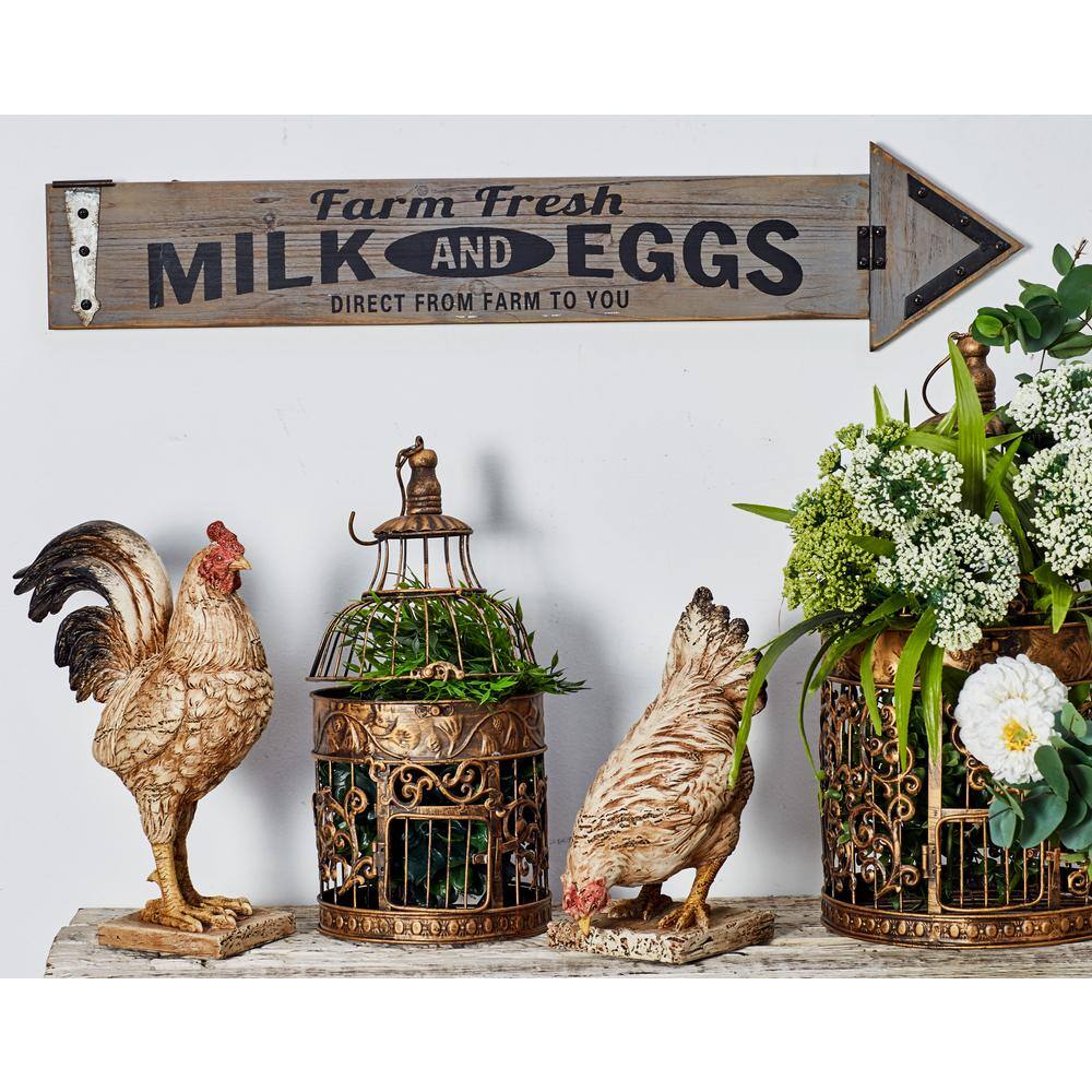 LITTON LANE Farm Fresh Milk and Eggs Arrow-Shaped Wood and Iron ...
