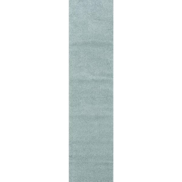 JONATHAN Y Haze Solid Low-Pile Light Blue 2 ft. x 16 ft. Runner Rug ...