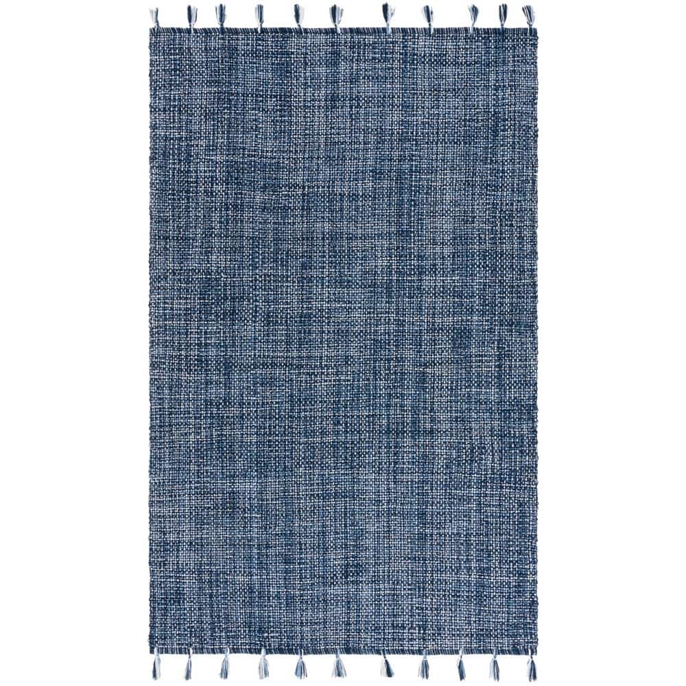 SAFAVIEH Montauk 4 ft. x 6 ft. Navy Distressed Solid Fringe Area Rug ...