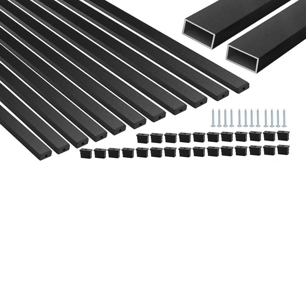 Afoxsos 36 in. H x 1 in. W Black Aluminum Stair Railing Kit Rectangle ...