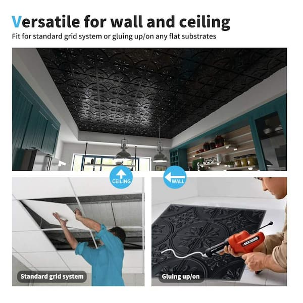 Up Wall Onto Ceiling Panels Modern Faux Tin Ceiling 2x2 Tiles In Aged