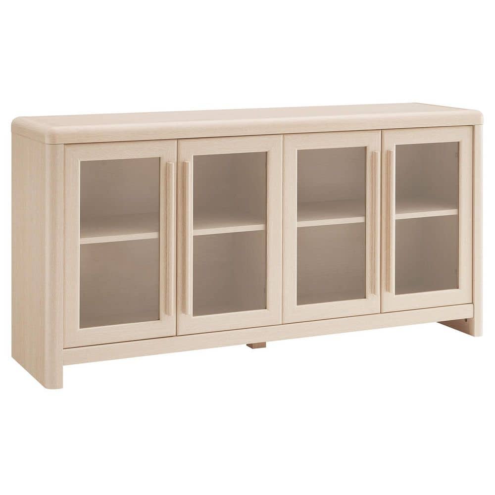 MODWAY Evren Ash MDF 63 in. 4-Door Sideboard Storage Display Cabinet ...