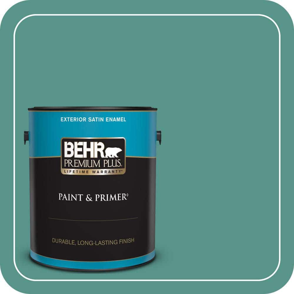BEHR PREMIUM PLUS 1 gal. #490D-6 Thermal Spring Satin Enamel Exterior ...