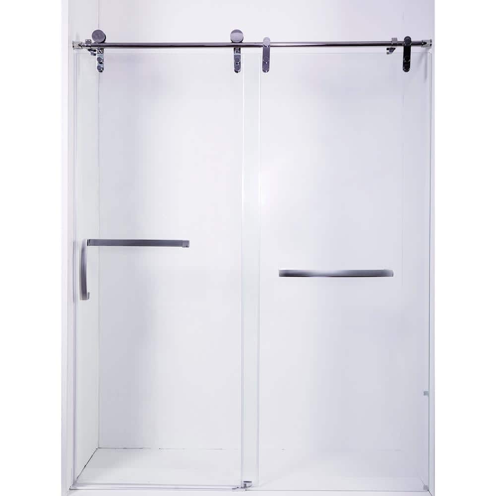 TCYO 60 in. W x 76 in. H Sliding Frameless Shower Door in Chrome Finish ...