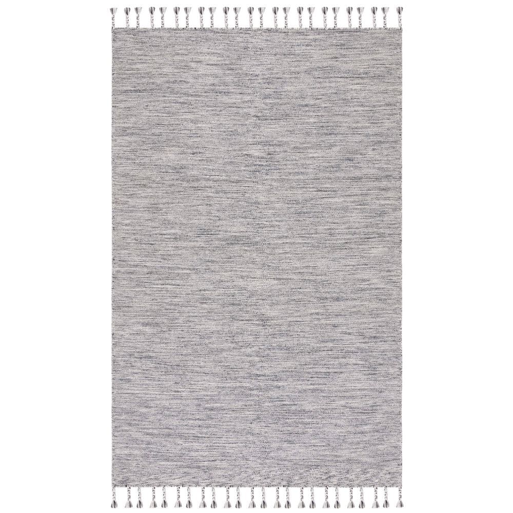 SAFAVIEH Dhurries 4 ft. x 6 ft. Dark Gray/Beige Horizontal Static Area ...