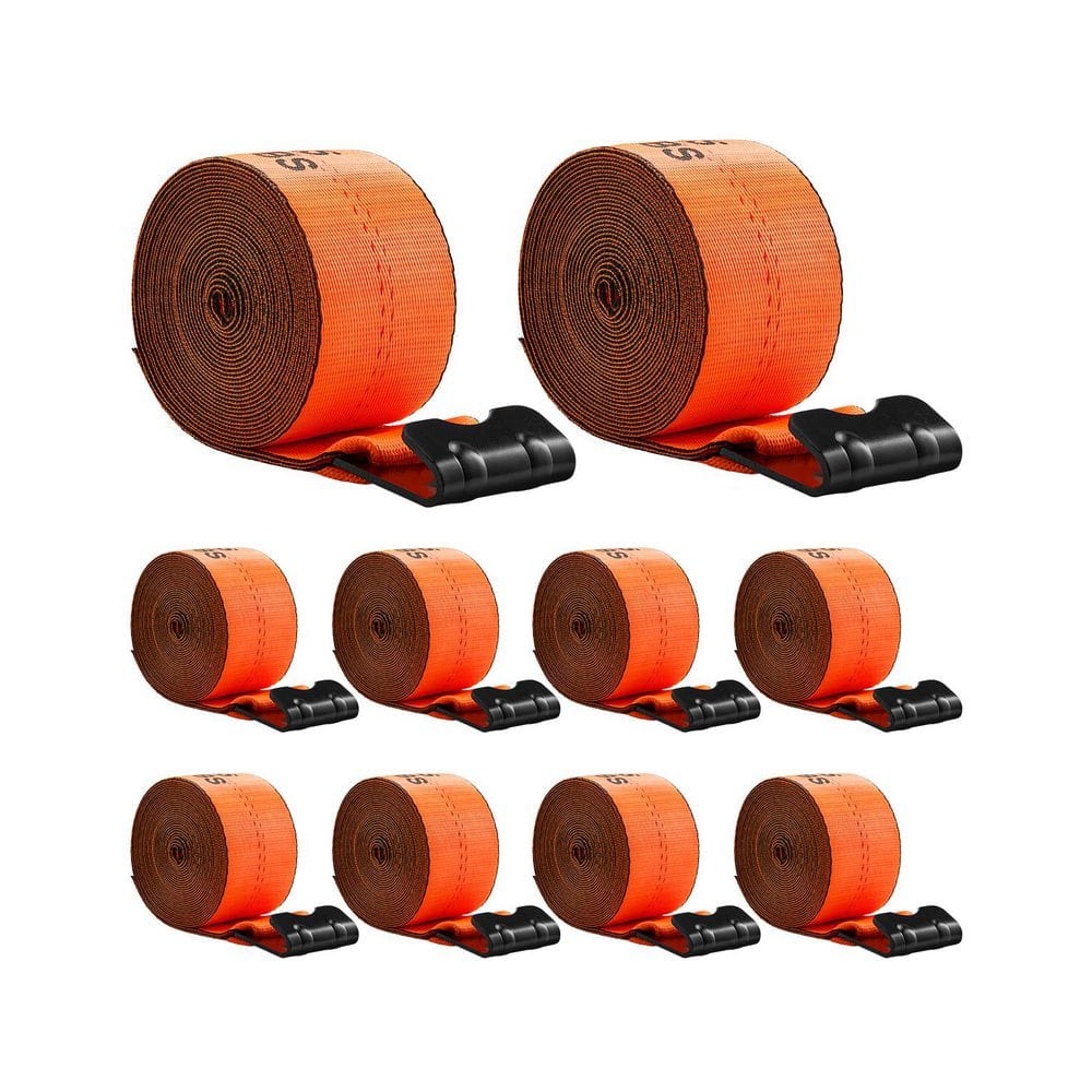 VEVOR Winch Straps 4 in. x 30 ft. Truck Straps with Flat Hook 10 Pack ...