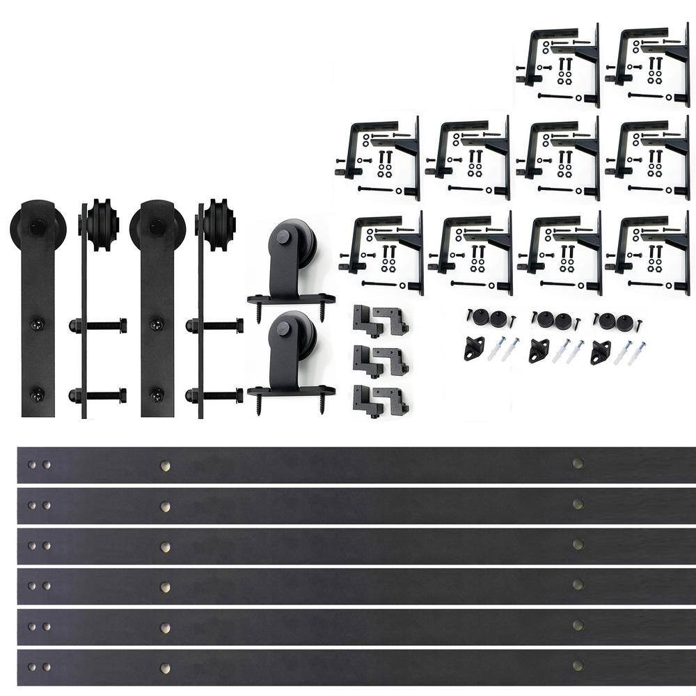 HOMACER 13 ft./156 in. Black Rustic Triple Track Bypass Sliding Barn ...