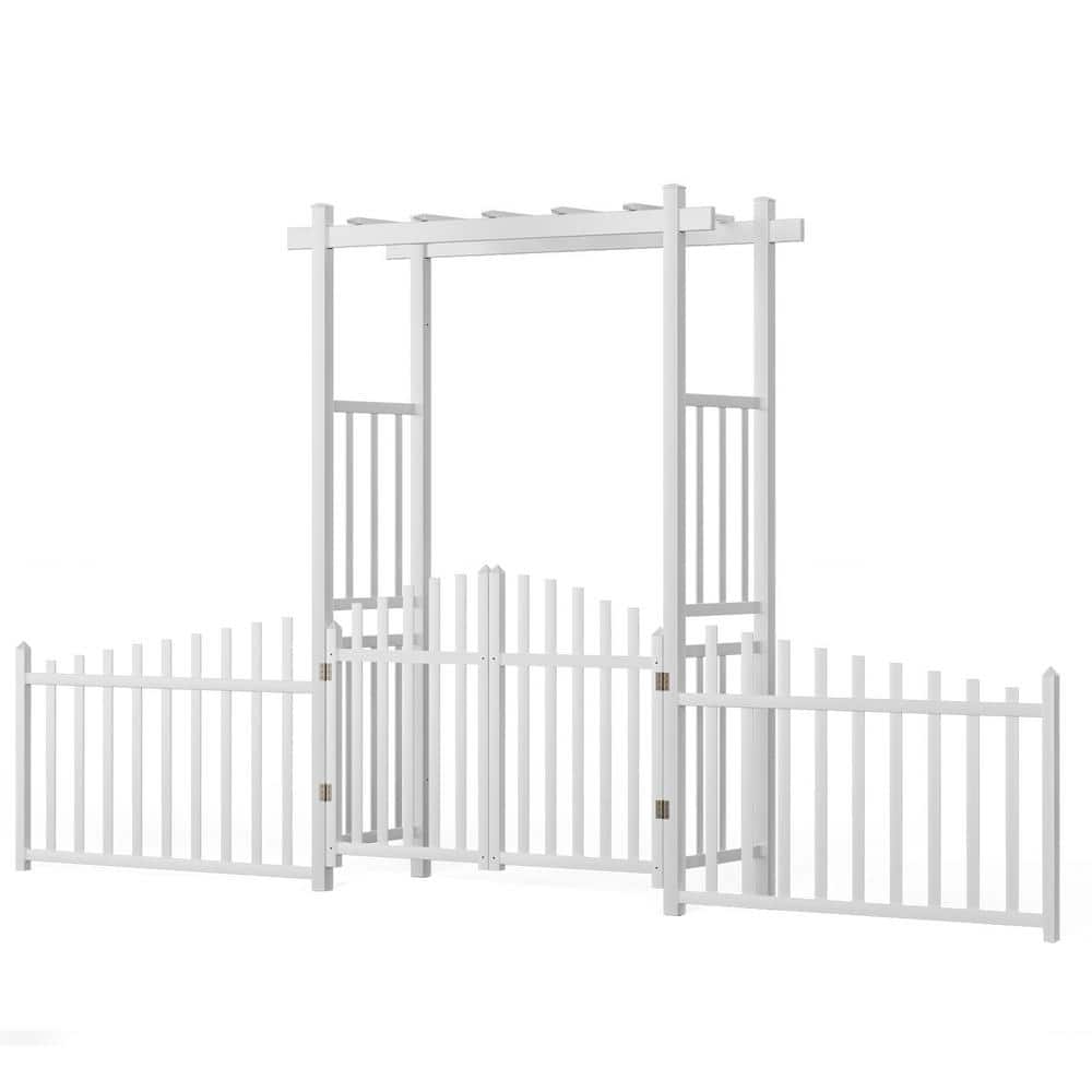 Karl home 144 in. x 84 in. Garden PVC Arbor with Gate and Fence ...
