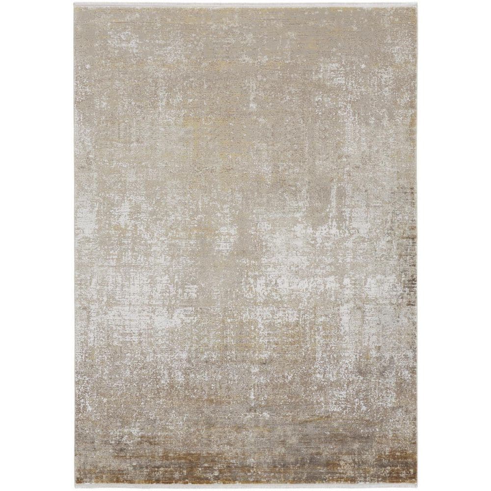 HomeRoots 2 ft. x 3 ft. Gold and Ivory Abstract Area Rug 2000512115 ...