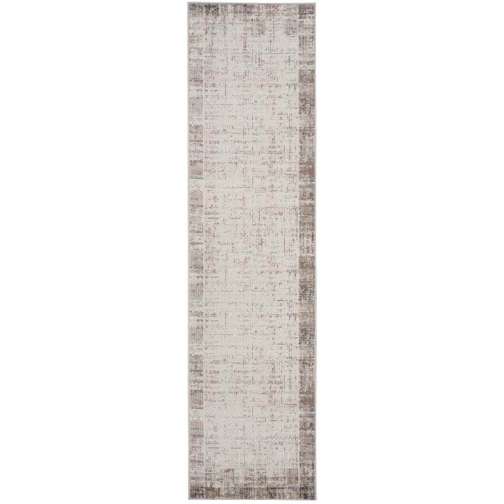 Nourison Elation Ivory Grey 2 ft. x 20 ft. All-over design Contemporary ...