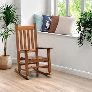 Hngilkoo Brown Wood Outdoor Rocking Chair Comfy Recliner Rocker for ...