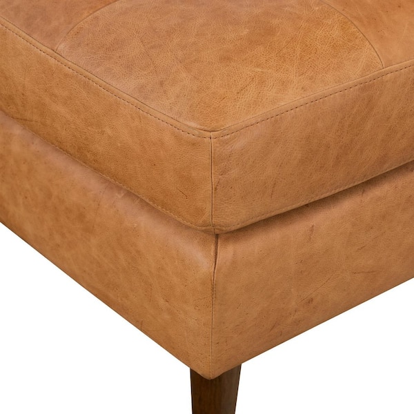 Unbranded Napa Cognac Tan Leather Rectangle 35 in. Ottoman LR 700 TAN