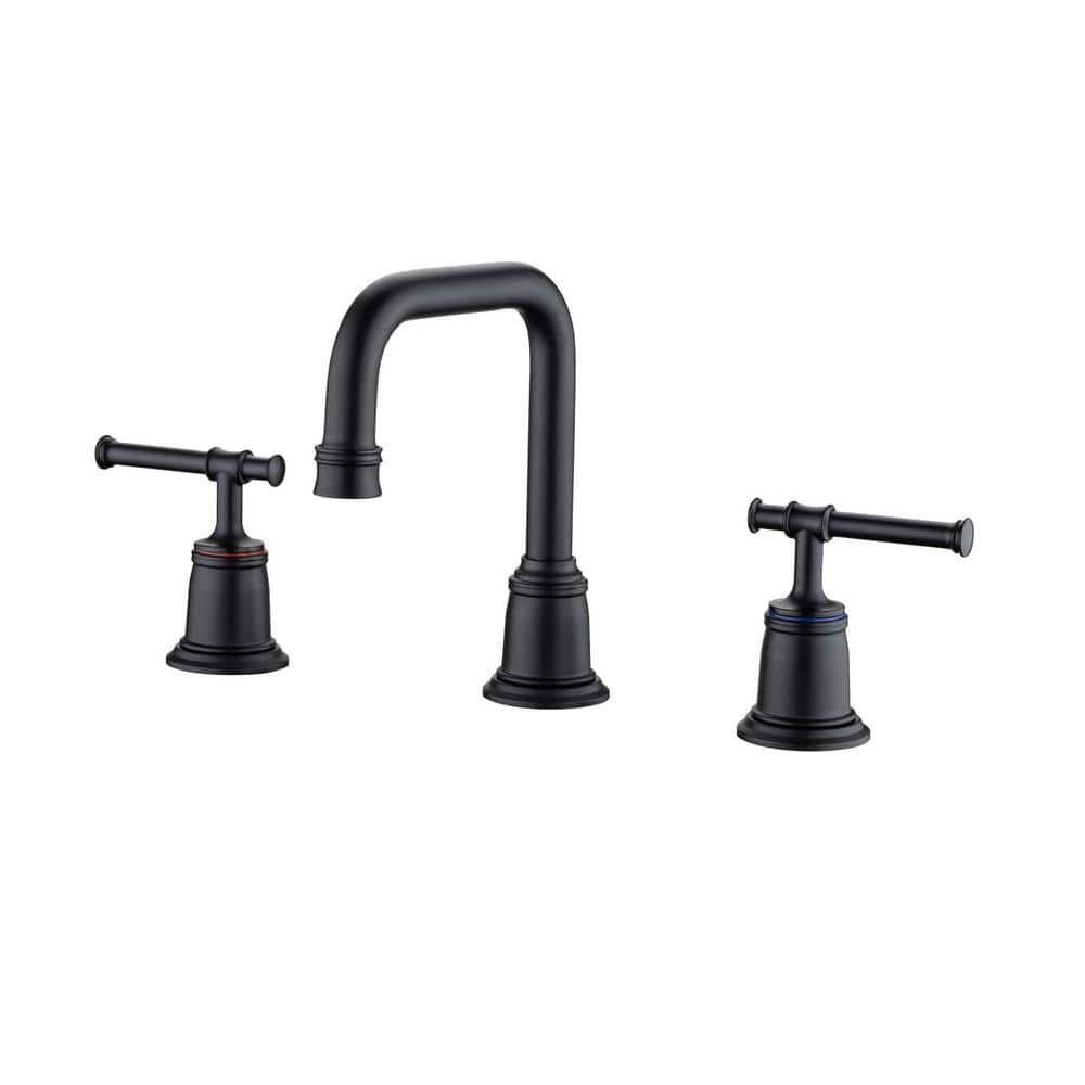 FLG 8 in. Widespread Double Handle Bathroom Faucet with Drain Kit ...