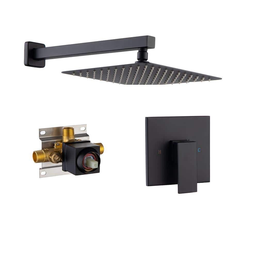RAINLEX Single-Handle 1-Spray Square High Pressure Shower Faucet with ...