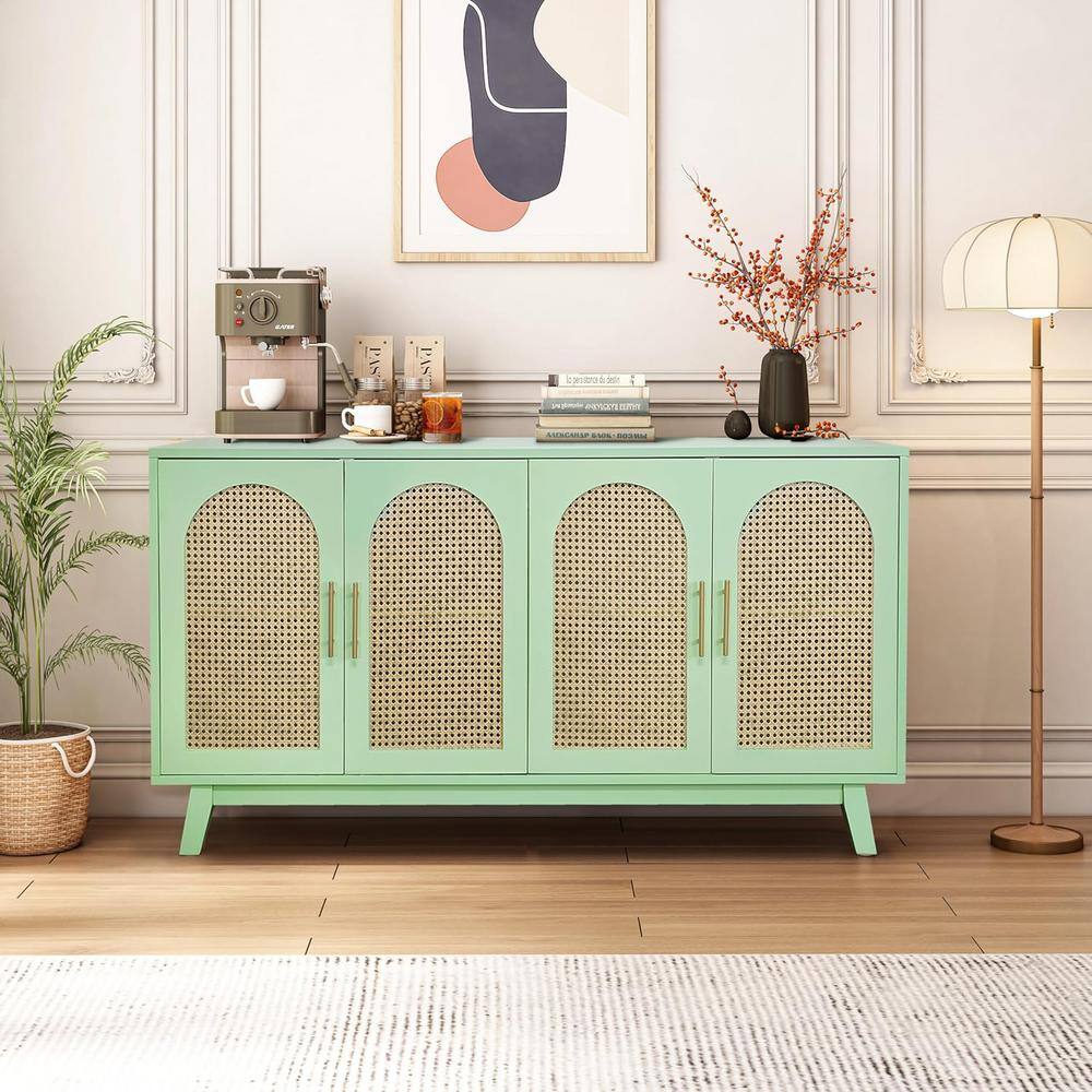 VEIKOUS Green Particle Board 61.57 in. Accent Buffet Cabinet Dining ...