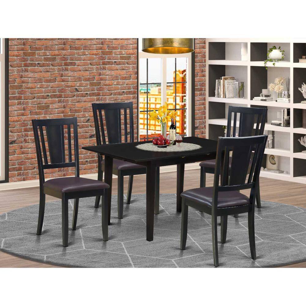 East West Furniture 5-Piece Black Finish Solid Wood Top - Rectangular Dining Room Set - Seats-4 ...