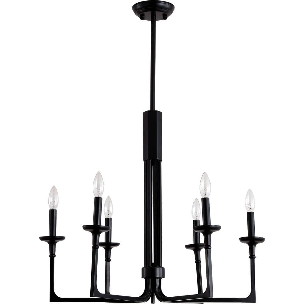 Bella Depot Akari 6 Light Matte Black Rustic Linear Chandelier for ...