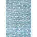StyleWell Trellis Frieze Light Blue/Ivory Blue 7 ft. x 10 ft. Geometric ...