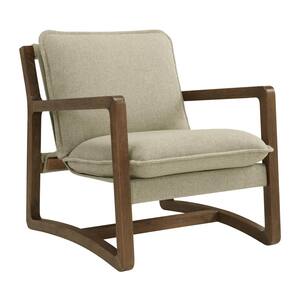Benjara Beige and Brown with Manchette Armrest Fabric Upholstered ...
