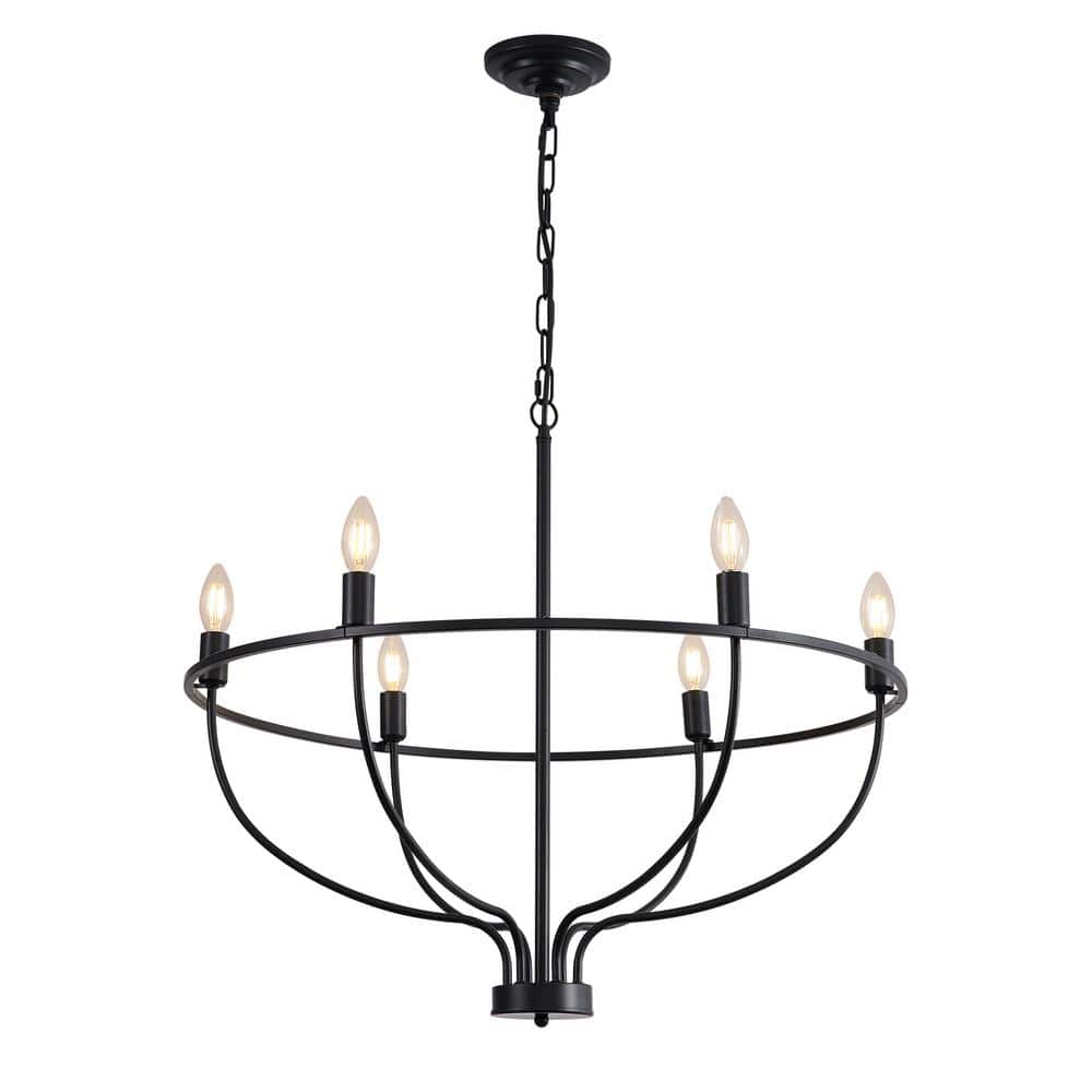 Deyidn Classic 6-Light Black Chandelier Design Rustic Linear Pendant ...