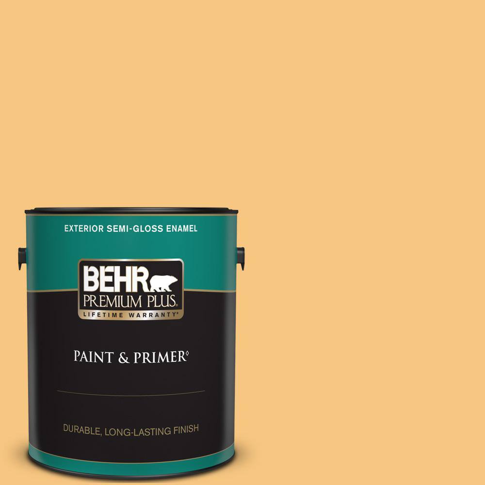 BEHR PREMIUM PLUS 1 gal. #PPU6-07 Jackfruit Semi-Gloss Enamel Exterior ...