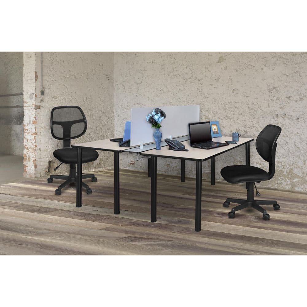 Regency Kee 66 in x 24 in. Maple Brown Top 2 Person Workstation Desk ...