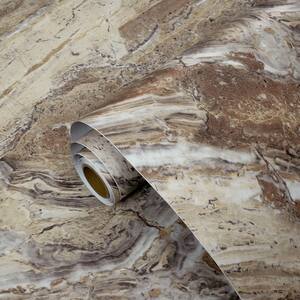 TUKTUK Cement Concrete Vinyl Peel and Stick Wallpaper Roll Dark Grey ...
