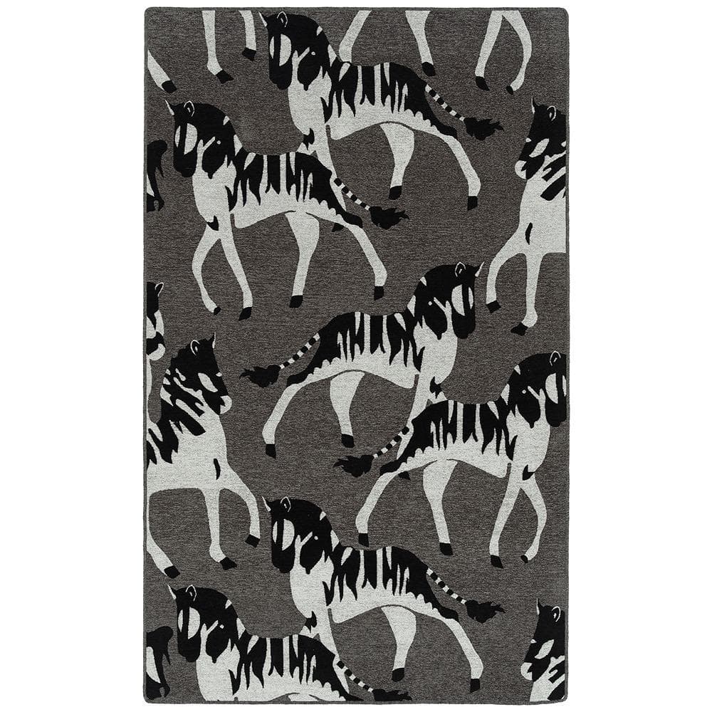 Kaleen Forever Fauna Charcoal 5 ft. x 8 ft. Animal Print Area Rug HFA02-38-58 - The Home Depot