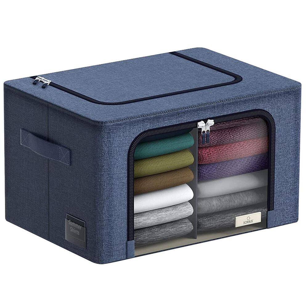 Sorbus Storage Bin with Divider, Metal Frame, Oxford Fabric, Window ...
