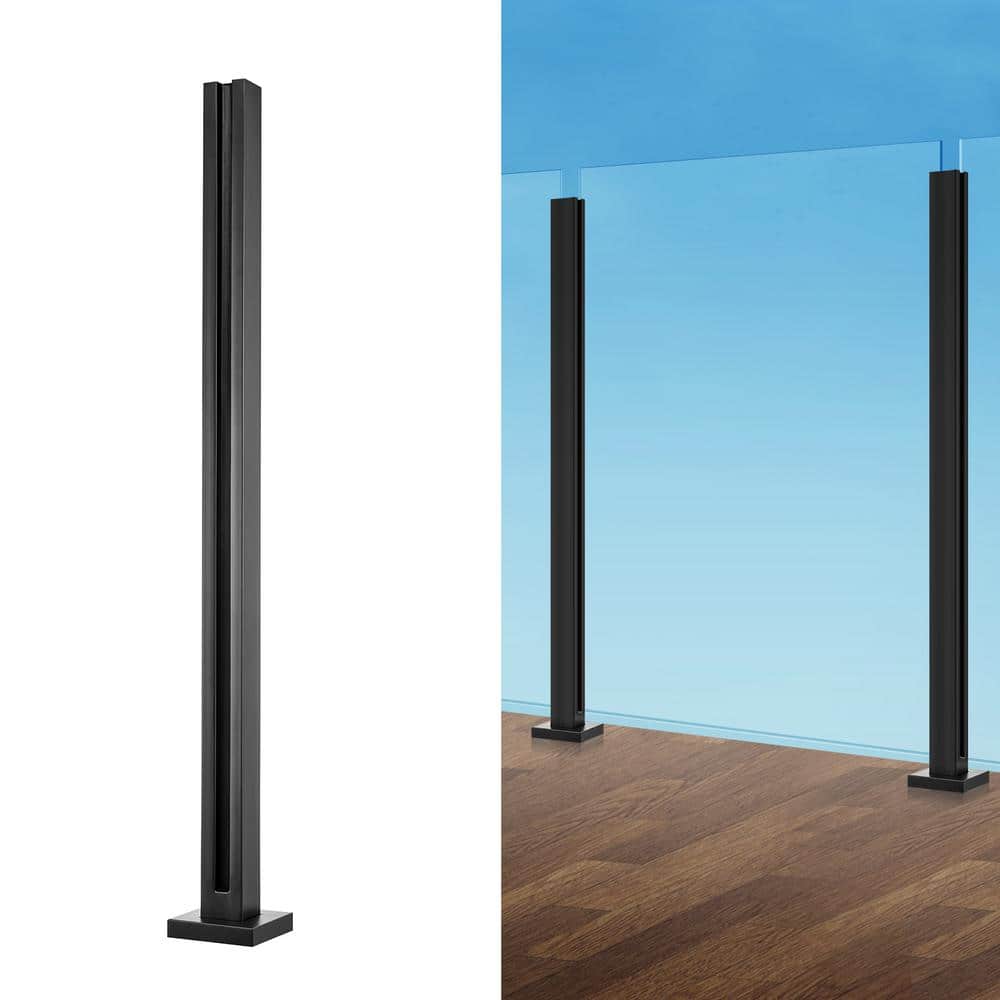 VEVOR Glass Clamp 37.4 in. H x 4.13 in. W Black Glass Railing Bracket ...