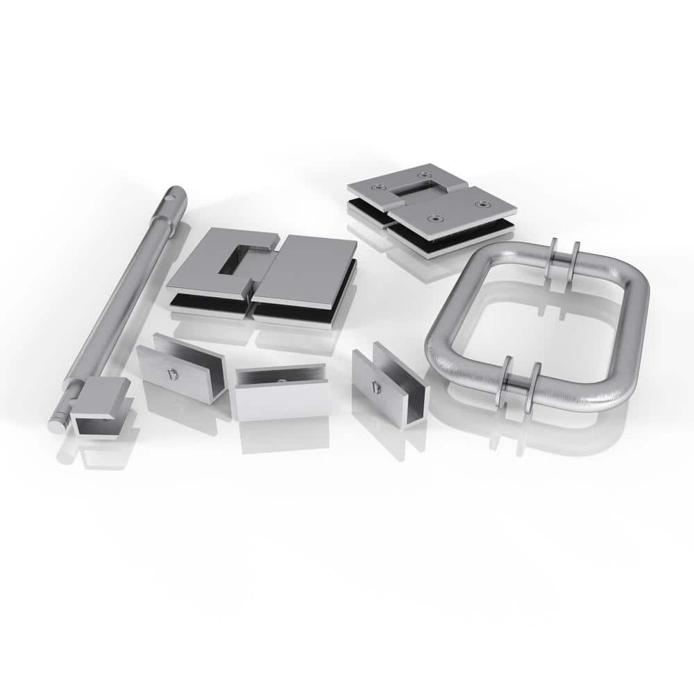 Glass Warehouse 78 in. Glass Hinged Hardware Pack in Brushed Nickel ...