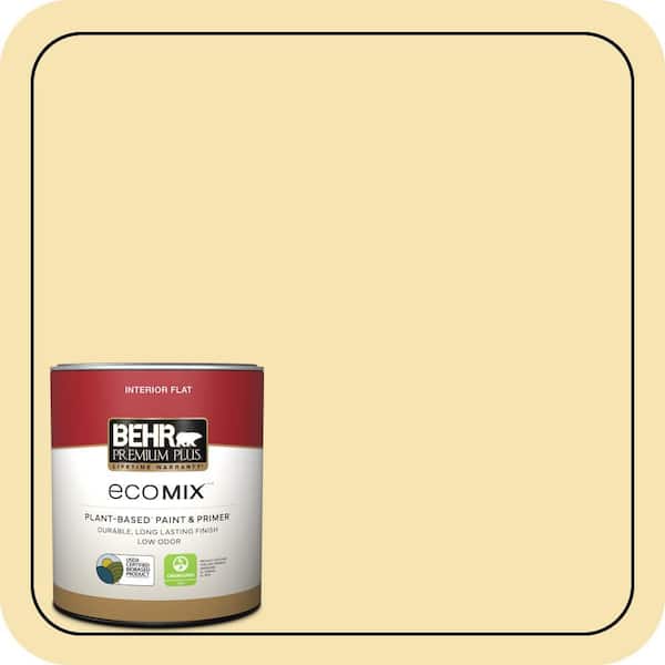 BEHR PREMIUM PLUS 1 qt. #370C-3 Sweet Corn Flat EcoMix Plant-Based ...