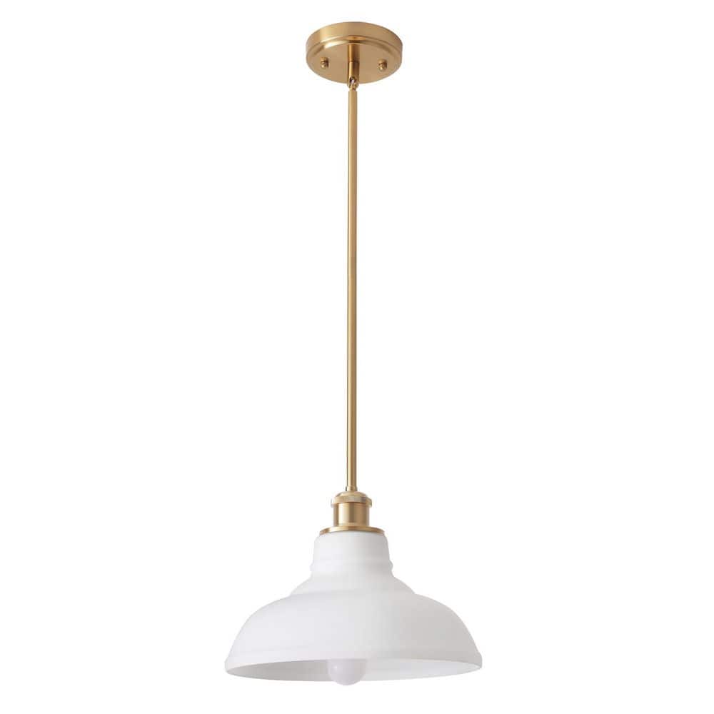 ZJVAIVE 1-Light Copper-Gold/Beige Cover Pendant Hanging Light with ...