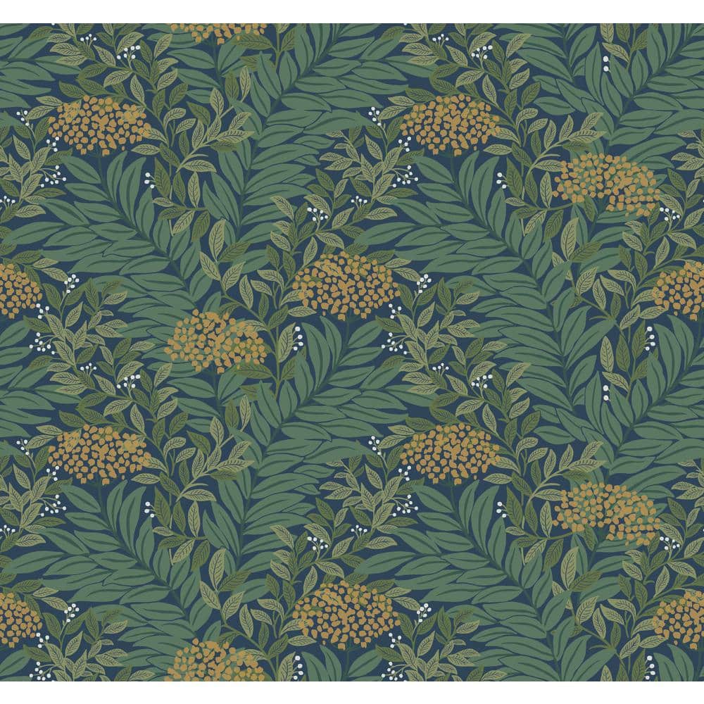 RIFLE PAPER CO. Highgrove Navy Blue Metallic Non-Pasted Wallpaper ...