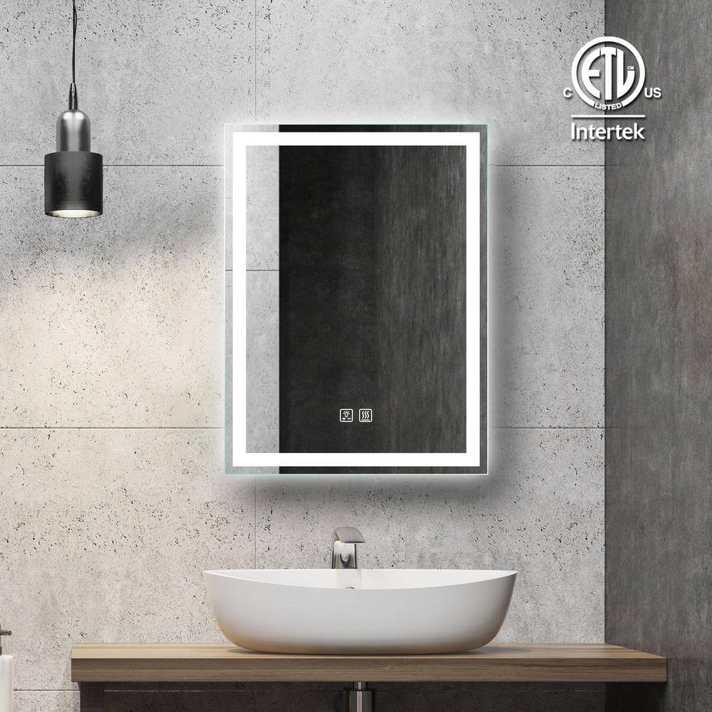 HOMLUX 24 in. W x 32 in. H Rectangular Frameless LED Light with 3-Color ...