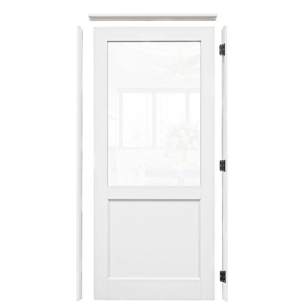 ARK DESIGN 36 in. x 80 in. 1/2-Lite Clear Glass Left Handed White Solid ...