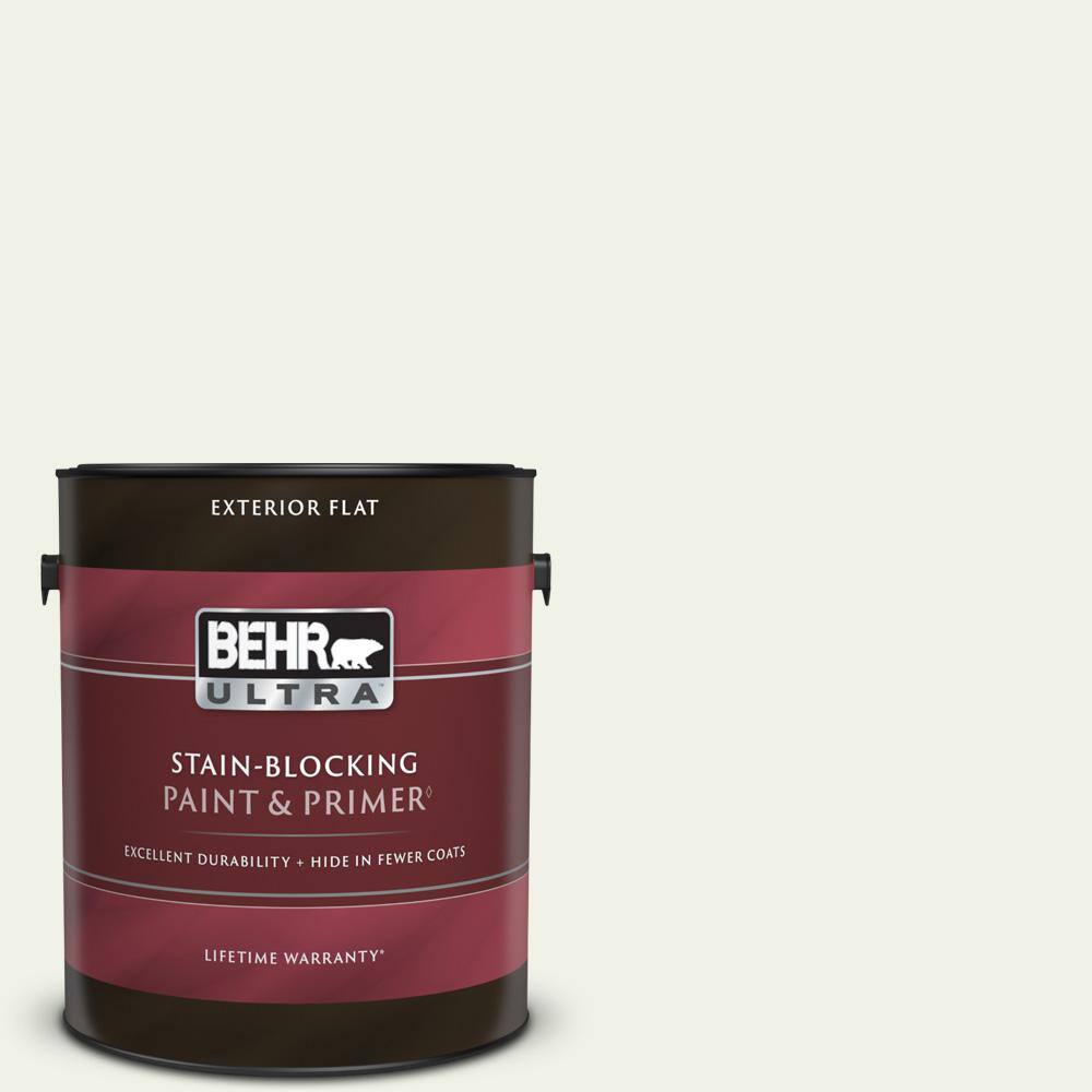 BEHR ULTRA 1 gal. #PPU18-07 Falling Snow Flat Exterior Paint & Primer ...