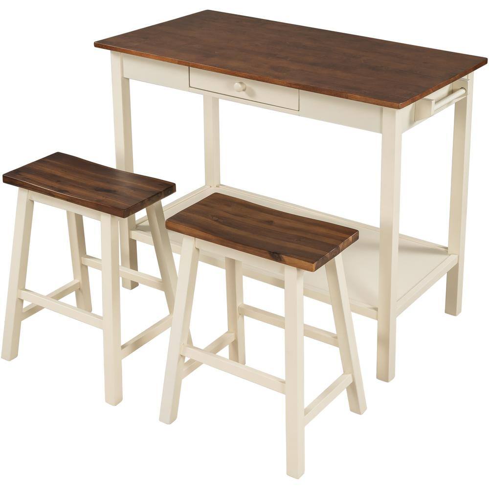 Utopia 4niture Leira 3-Piece Dining Table with 2 Stools HASH000188AAL ...