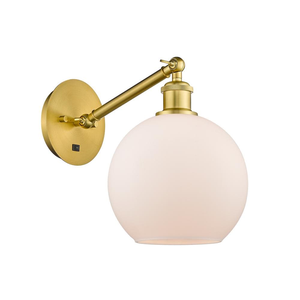 Innovations Athens 1-Light Satin Gold, Matte White Wall Sconce with ...
