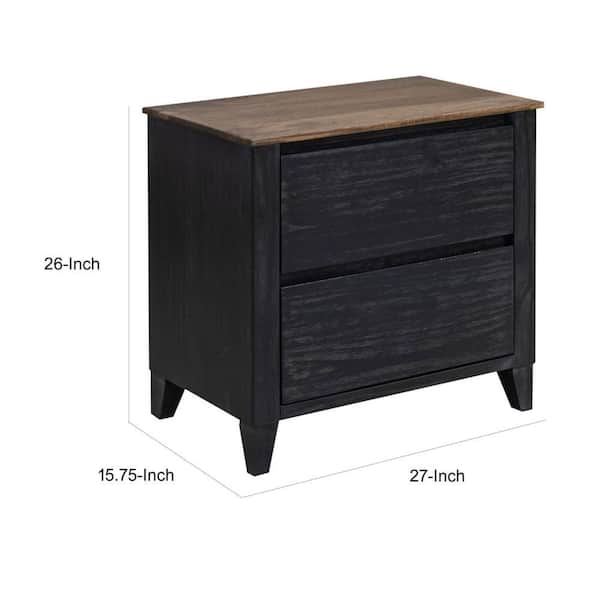 Benjara Kay Farmhouse Brown and Black 2 Drawer 27 in. W Benjara Kay Farmhouse Brown and Black 2 Drawer 27 in. W