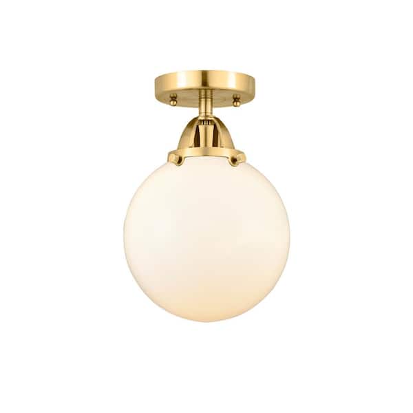 Innovations Beacon 8 in. 1-Light Satin Gold Industrial Semi-Flush Mount ...