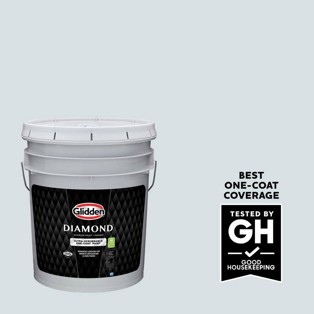 Glidden Diamond 5 gal. PPG1153-3 Blue Smoke Flat Interior Paint with ...